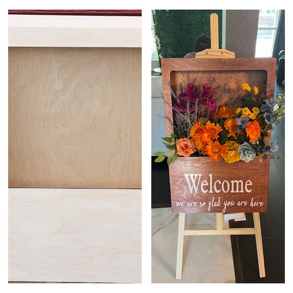 Blank Flower Box Welcome Sign, DIY Floral Wedding Sign, Shadow Box ...