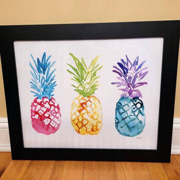 Pineapple Watercolor Painting, Colorful Pineapple Wall Art, Pineapple ...
