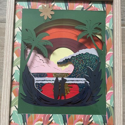 Great Wave Shadow Box, Great Wave SVG Layered Design for Cricut ...