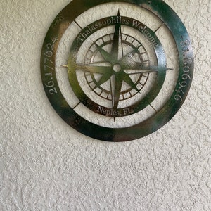 Personalized Compass Metal Sign Custom Coordinates Sign - Etsy