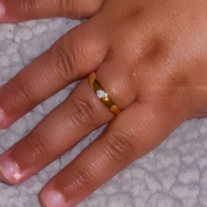 Children's 14K Gold-plated Baby Ring, Toe or Pinky Ring With Clear CZ ...