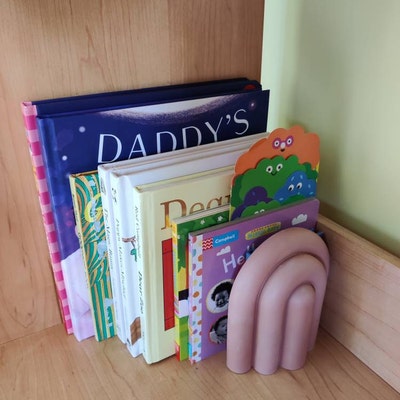 Arched Colourful Bookends, Pastel Teal Orange Plum Book Holders, Modern ...