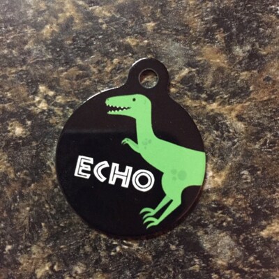 Pet ID Tag Yoshi Raptor Custom Name on Front - Etsy