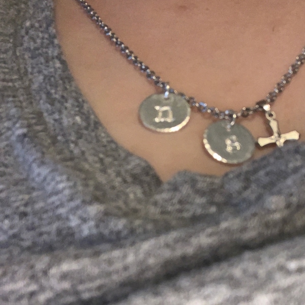 Sterling Silver Initial Disc Charm - Rose Gold Personalized Initial ...