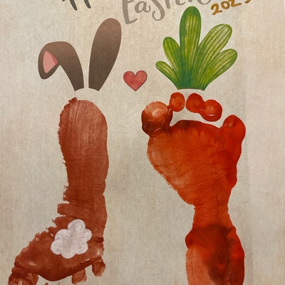 Hoppy Happy Easter/ Bunny Carrot / Footprint Handprint Art Craft / Foot ...