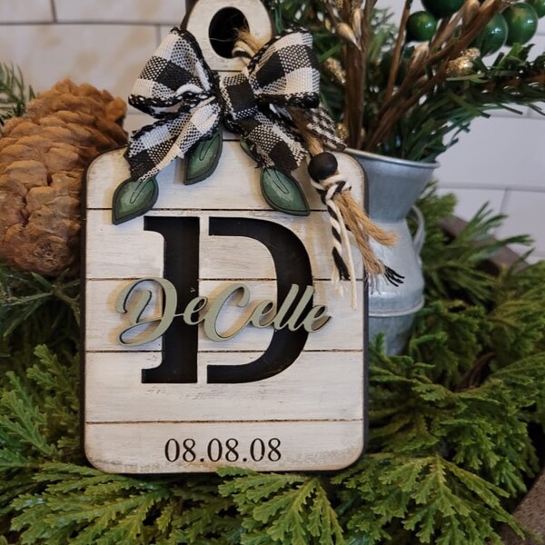 Cutting Board Initial Sign File SVG, Monogram Glowforge, Tiered Tray ...