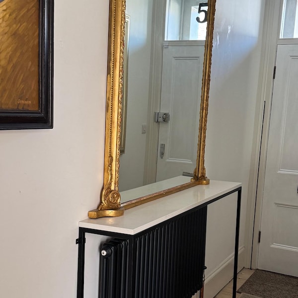 Marble Console Table Radiator Cover With Art-deco Pattern on the Sides ...