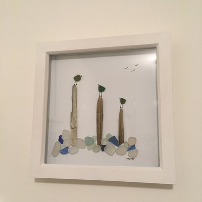 Family Tree, Sea Glass & Sea Pottery Personalised Wall Art Handmade to ...