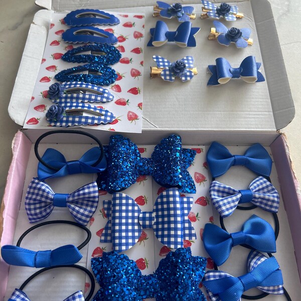 School Hair Set Red Hair Clips. Back to School, Gingham , Hair Set, Red ...