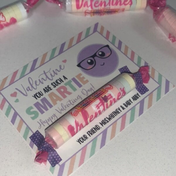 Smartie Valentines Day Tag Printable, Kids Valentine Card, School ...