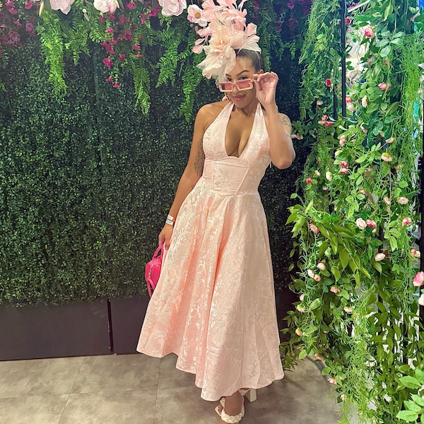 Kentucky Derby Hat Fascinator Light Pink Coral Sinamay Saucer With ...