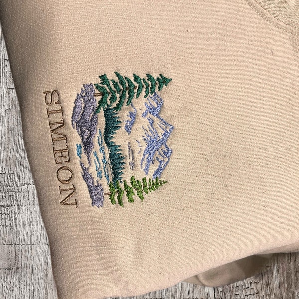 Forest Pine Trees and Mountains Lake Embroidery Design. Machine ...