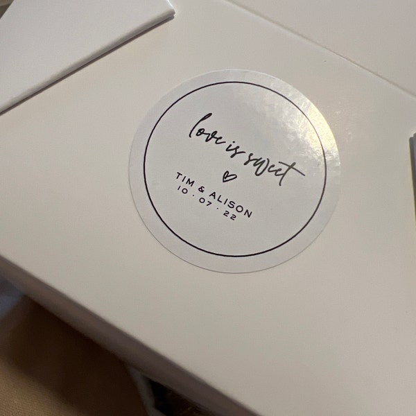 Love is Sweet Wedding Favor Sticker, Personalized Wedding Stickers ...