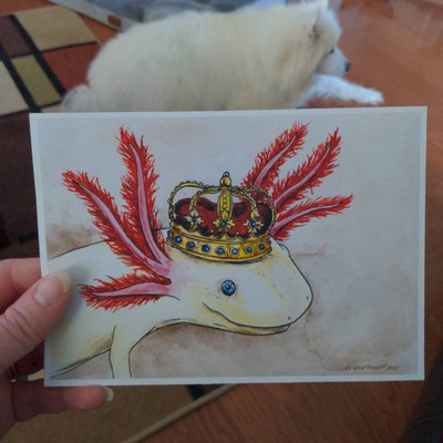 Axolotl King Watercolor Print - Etsy