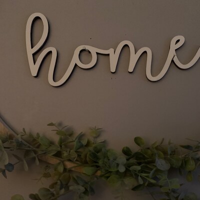 Home Wood Word, Scroll Cut Word, Home Sign, Home Cutout, Cursive Home ...