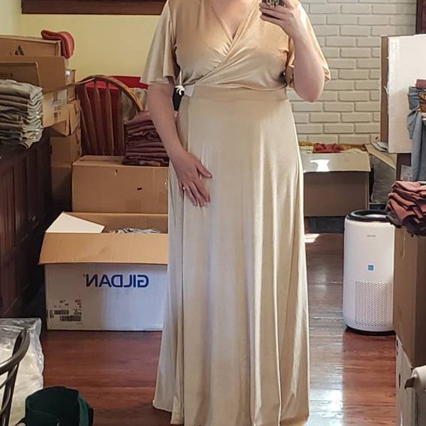 White Chiffon Beach Wedding Boho Toga Romantic Dress Long Boho Flutter ...