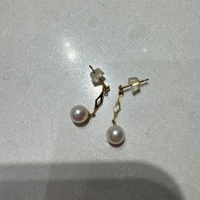 18K Solid Gold Akoya Pearl Botanical Pendant, Art Nouveau Style, Yellow ...