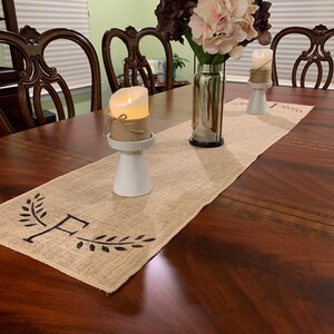 Monogram Letter Runner, Scroll Accent Runner,natural Burlap Table ...