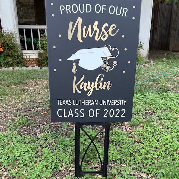 Nurse Graduate Yard Sign, Nurse Yard Sign, Gold Nurse Graduation Sign ...