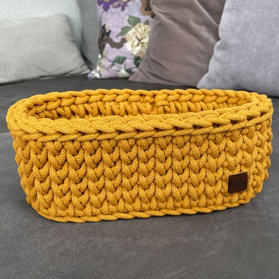 Rectangle Rope Basket Diaper Basket Crochet Storage Basket - Etsy