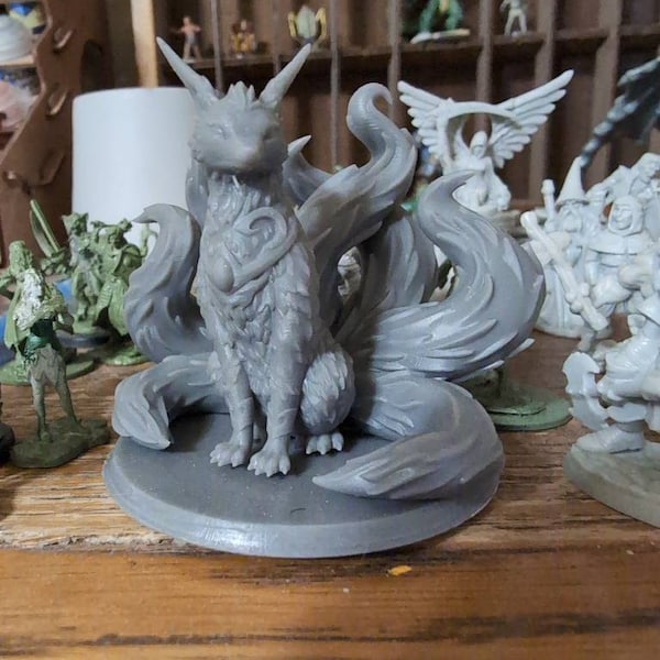 Kitsune Six Tailed Fox Miniature | Resin Dnd RPG Mini, RN Estudio - Etsy