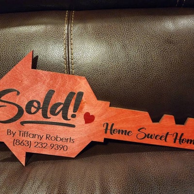 Personalized Real Estate Key Sold Wood House Key Sold Sign - Etsy
