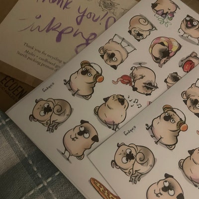 Pug Spectrum Art Print of Our Pug Grumble Ink and Watercolor - Etsy