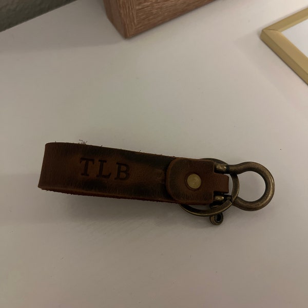 Personalized Leather Keychain. Custom Leather Keychain. Monogrammed ...
