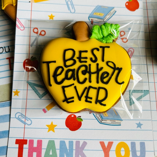 Teacher Appreciation 3.5"x 5" Mini Cookie Card/ TEACHER Thank You Gift ...