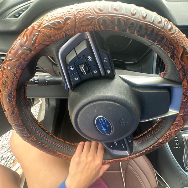 Retro Fashion Beige Brown Steering Wheel Cover,custom Text Four Seasons ...