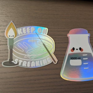 Holographic Beaker Sticker, Cute Chemistry Flask, Biology, Lab Tech ...