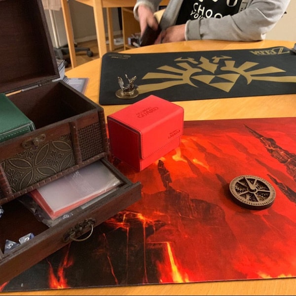 Wooden Case Chest for Collectible Fantasy Coin Dice Counter Card Games ...