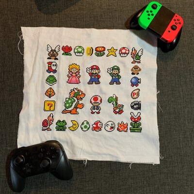 Super Mario Sampler retro Video Game Super Mario Cross - Etsy