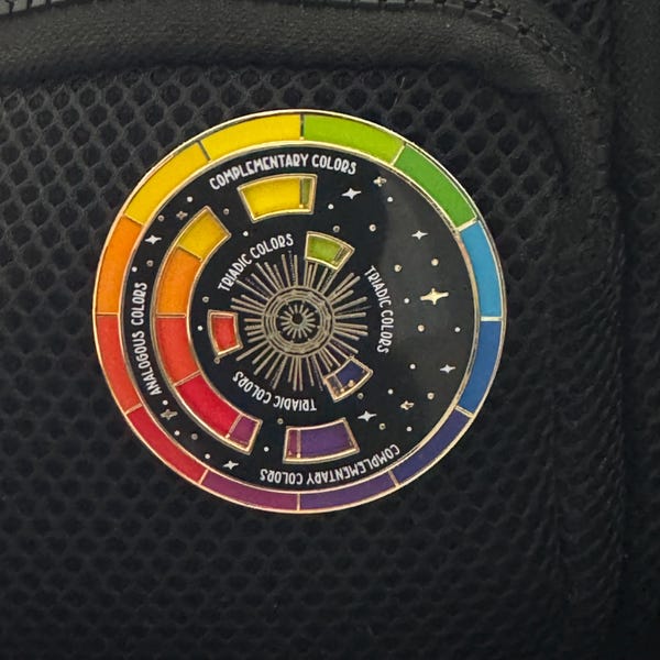 Color Wheel Enamel Pin© Black/gold ORIGINAL, Moving Jewelry Accessory ...