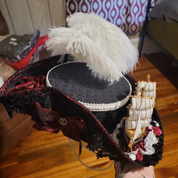 Pirate Hat, Tricorn Hat, Steampunk Pirate, Rococopunk Hat, Renaissance ...