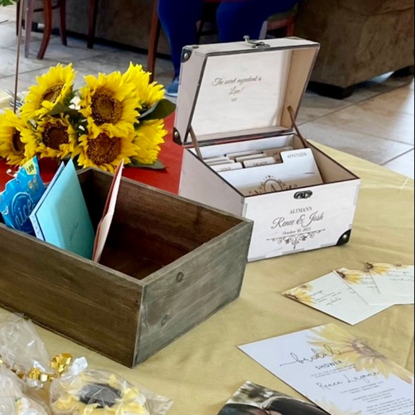 Personalized Wedding Recipe Box Bridal Shower Gift for Couple Wooden ...