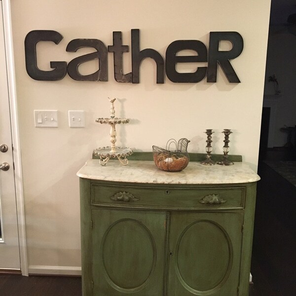 GATHER Sign-custom Metal Gather Wall Sign-industrial Metal Gather ...