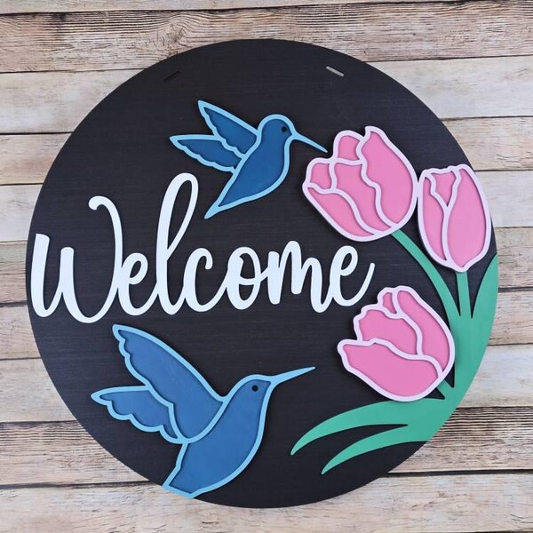 Spring Sign Bundle 1, DIGITAL Download, Round Door Hanger Svg ...