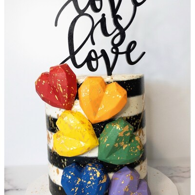 Love is Love Wedding Cake Topper 5.5 Inches Laser Cut Calligraphy ...