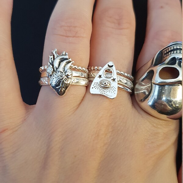 Anatomical Heart Ring, Sterling Silver Heart, Realistic Heart, Human ...