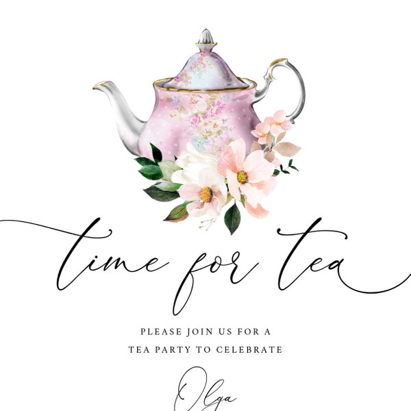Time for Tea Party Invitation Template DIY Birthday Invite Let's ...