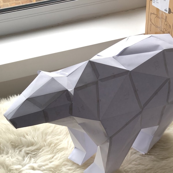 Polar Bear Papercraft, Papercraft Bear, Low Poly Polar Bear, DIY Polar ...