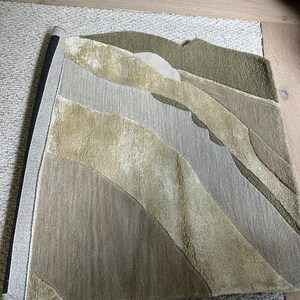 Ivory Beige Color Minimalist Modern Abstract Handmade Textured Woolen ...