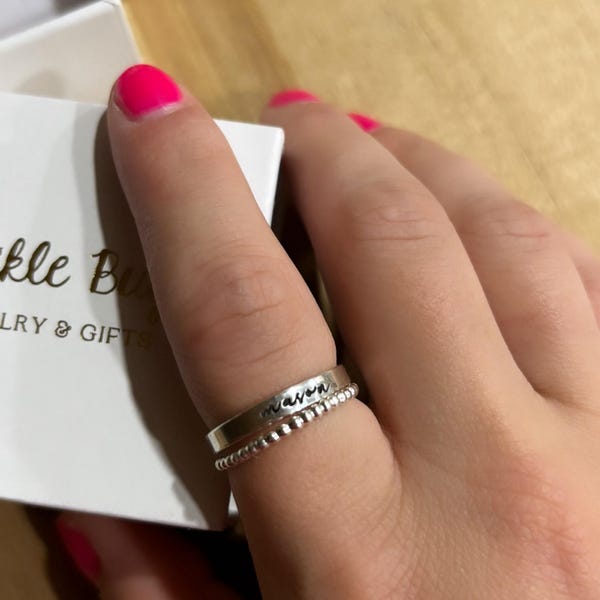 Gold Class Ring Set, Gold Filled Modern Class Rings, Personalized ...