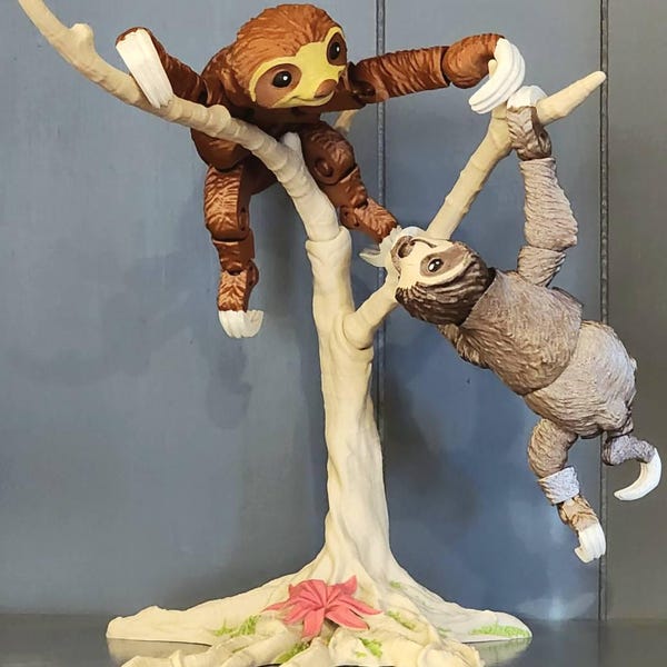 Sloth Plus Tree Display .STL File for 3d Printing, Articulated Fidget ...