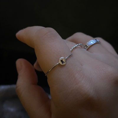 Letter Ring-sterling Silver Stacking Ring Initial Ring18 - Etsy