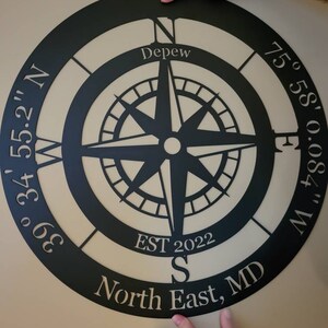 Personalized Compass Metal Sign Custom Coordinates Sign - Etsy