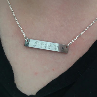 Sign Language Necklace ASL Necklace Name Necklace Custom Bar Necklace ...