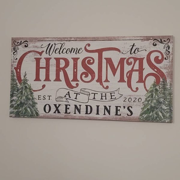 Welcome to Christmas at the Sign Personalized Custom Family Name Sign ...