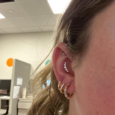 14K Solid Gold Vertical Helix Piercing/hidden Rook Dangle Earring ...